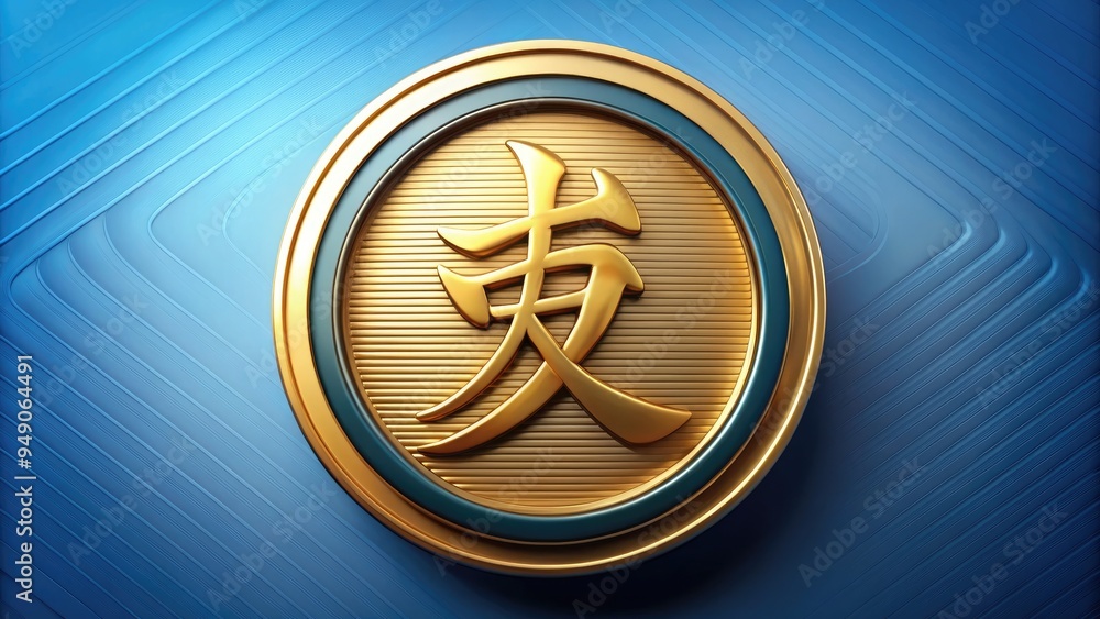 Golden circular emblem featuring stylized kanji character for energy ...