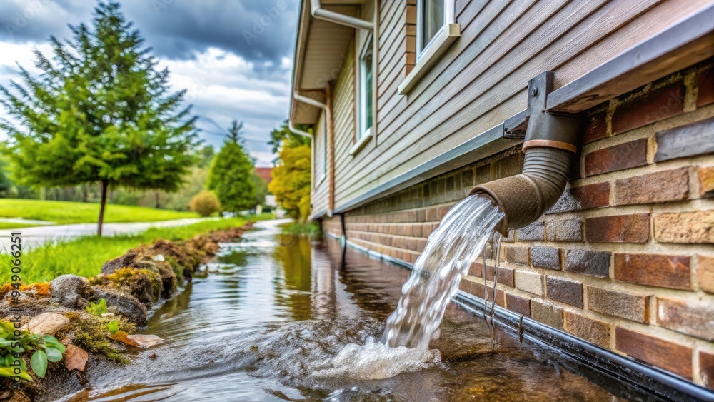 Rainwater overflows from clogged downspouts, causing water damage and ...