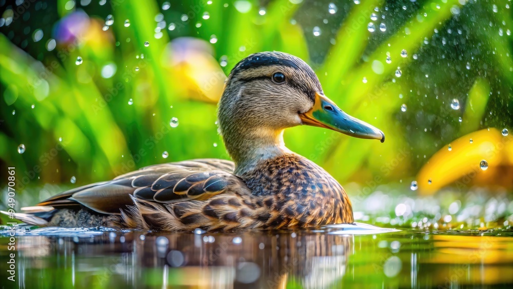 Shimmering water droplets form a glistening cascade as they roll ...