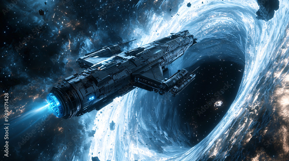 Interstellar spaceship, CGI render: A photorealistic CGI render of an ...