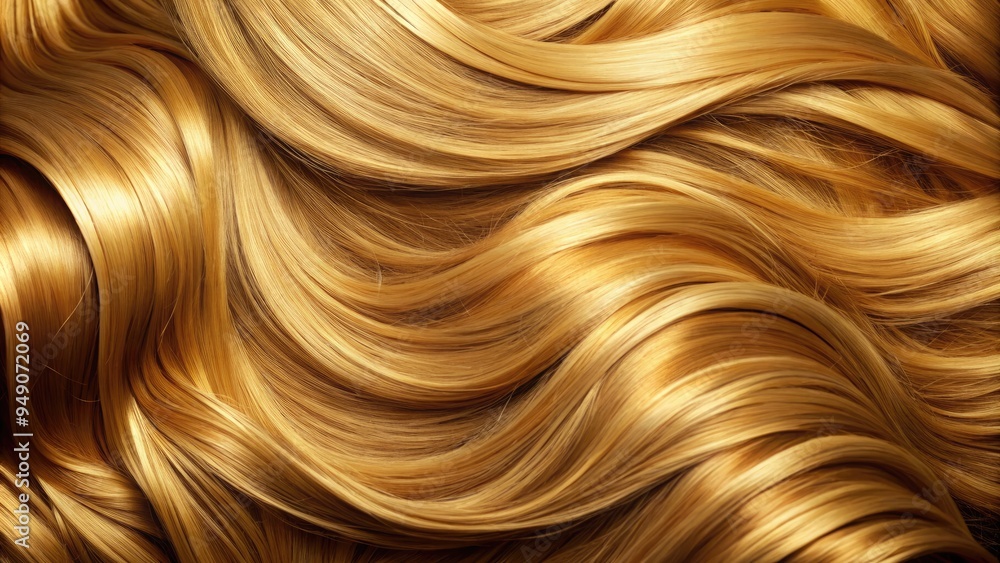 Soft, silky strands of golden hair fill the frame, with subtle ...
