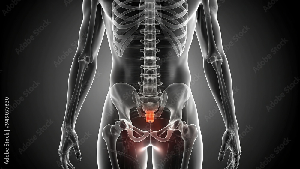 human coccyx anatomy detailed illustration ergonomic design dark ...