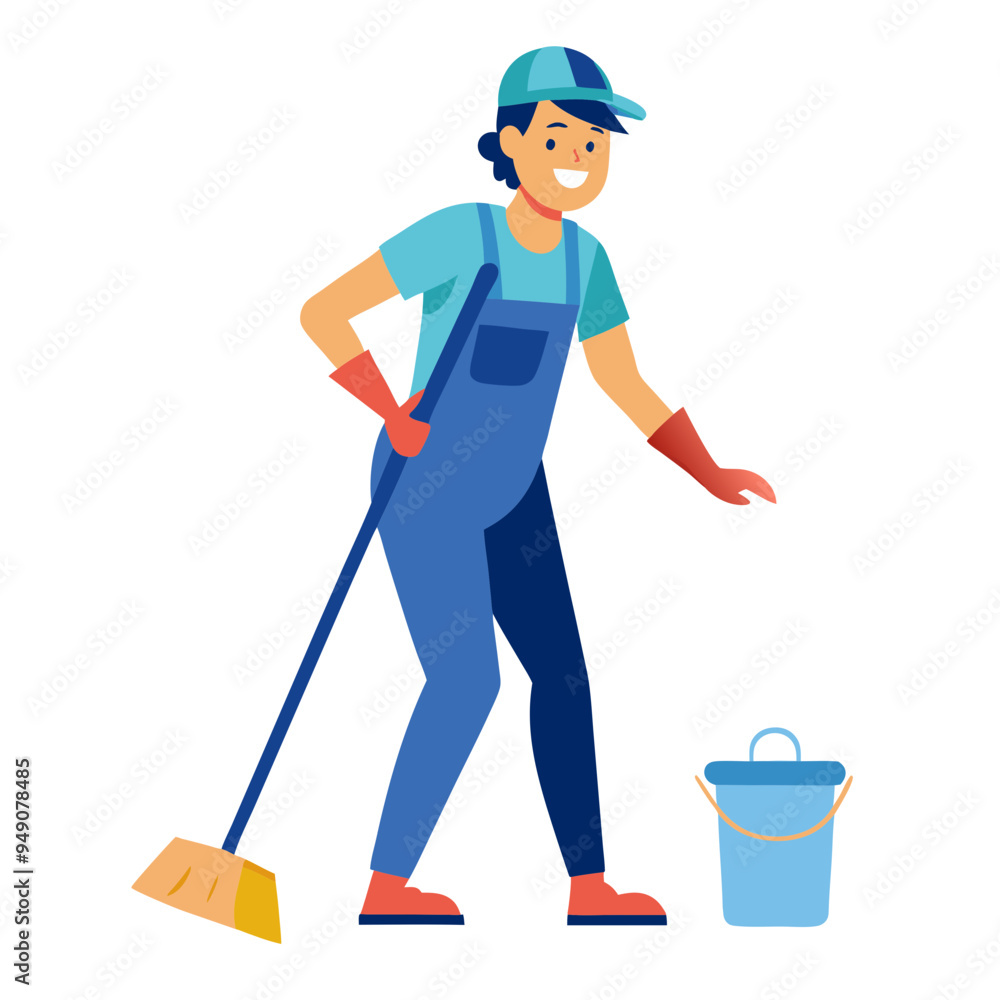 Vetor de Cleaner Cleaning Floor Vector Illustration - SVG, Cricut ...