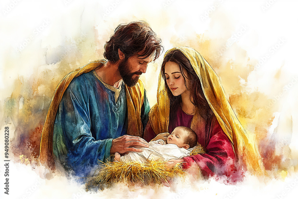 Baby Jesus In A Manger Painting Nativity Canvas Wall Art Jesus In A