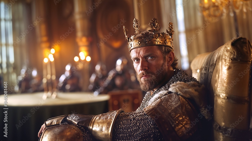 King Arthur with the Knights of the Round table depicted in a fictional ...