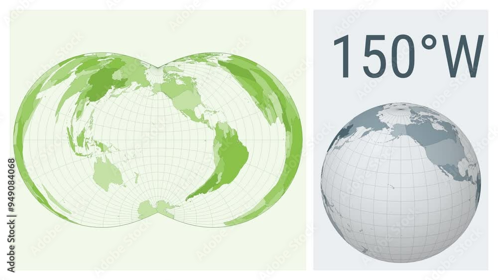 World Map Animation Rectangular War Office Polyconic Projection Colored Countries Style