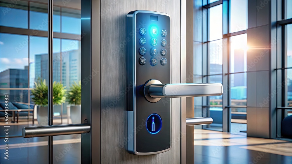 smart commercial door handle with electronic locking and biometric ...