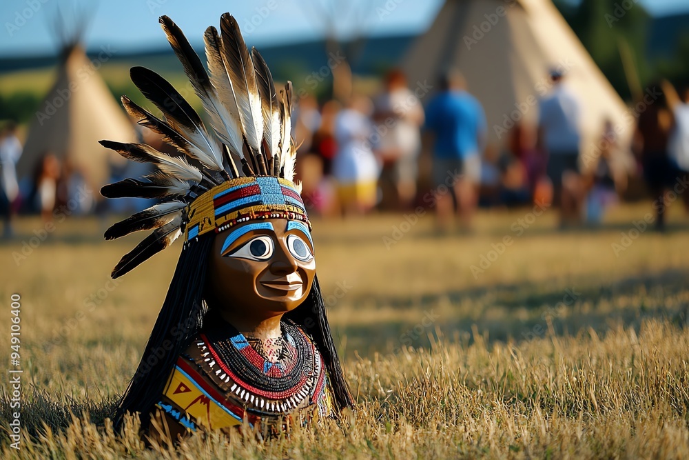 Native American Day in a historic village, captured in a photo where ...