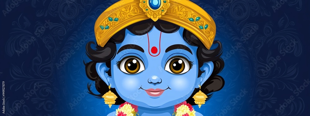 Adorable Baby Krishna: A digital illustration depicting the Hindu deity ...