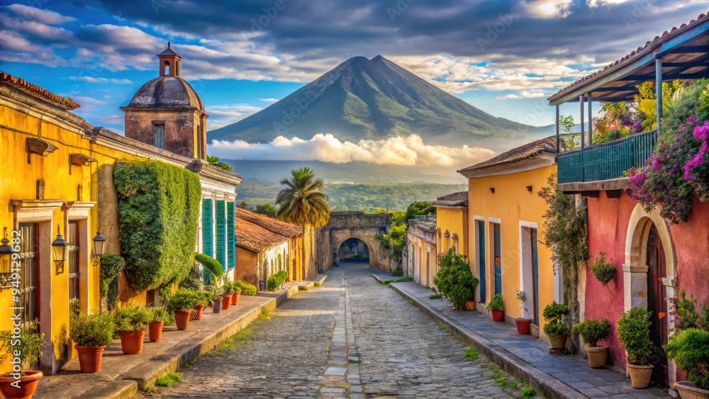 Vibrant colors and crumbling stone walls of historic colonial-era ...
