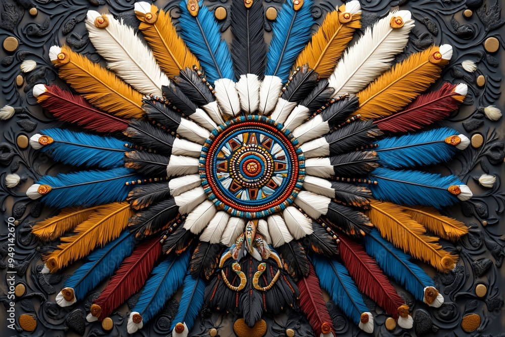 Native American Day with traditional clothing and regalia, depicted in ...
