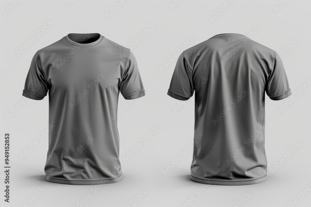 Grey collared shirt mockup template front and back view isolated on ...