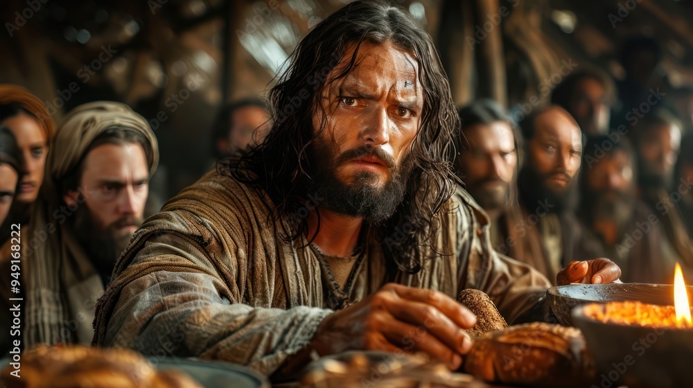 Jesus Christ Breaking Bread at the Last Supper Stock Photo | Adobe Stock