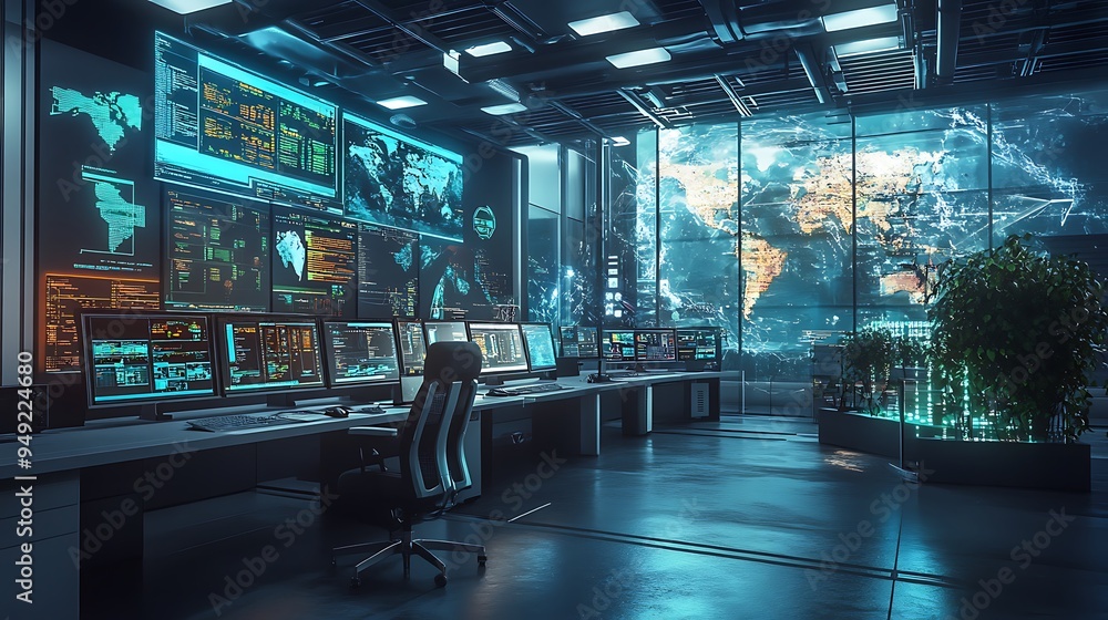 High-Tech Supply Chain Control Room with Real-Time Monitoring and AI ...