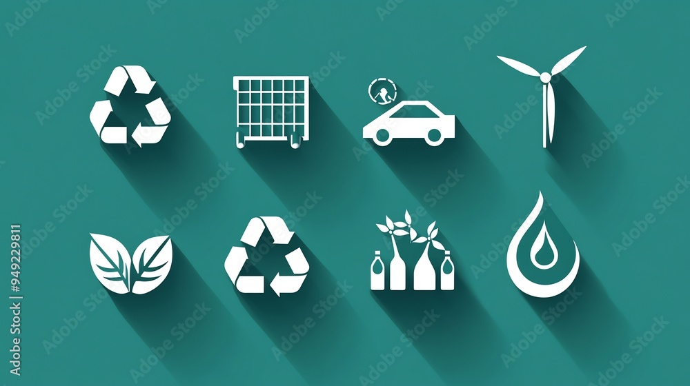 Eco Icons Icons representing ecofriendly concepts recycling symbol ...