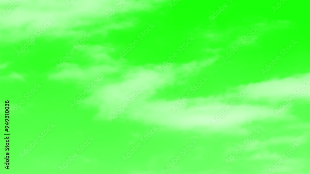 Animation warm orange clouds moving from left to right on green screen ...