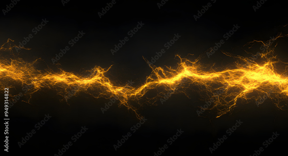 Yellow Lightning Effect on a Black Background, Capturing the Raw Power ...
