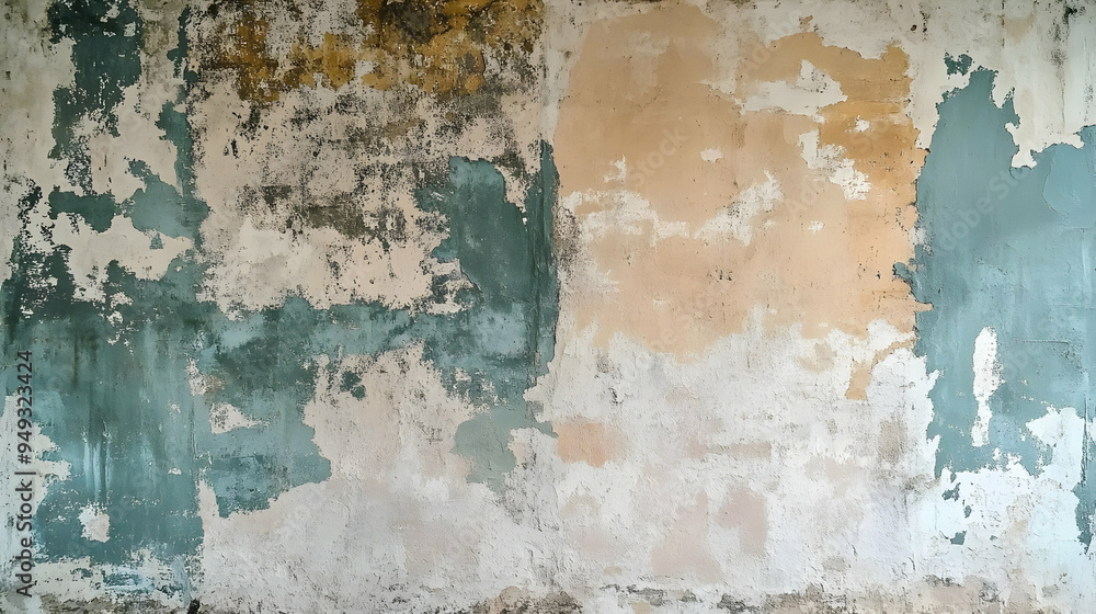 Peeling Paint Wall Texture with Shades of Blue, Beige, and Brown - Abstract Background Design ...