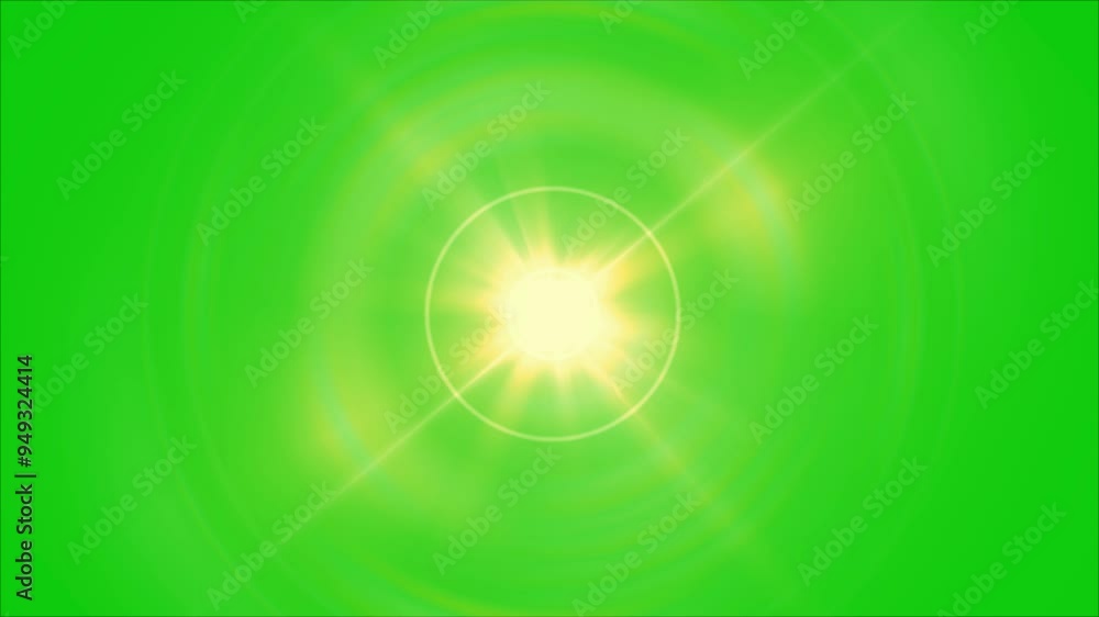 flashlight overlay, flashing light green screen, sunrise isolated on ...