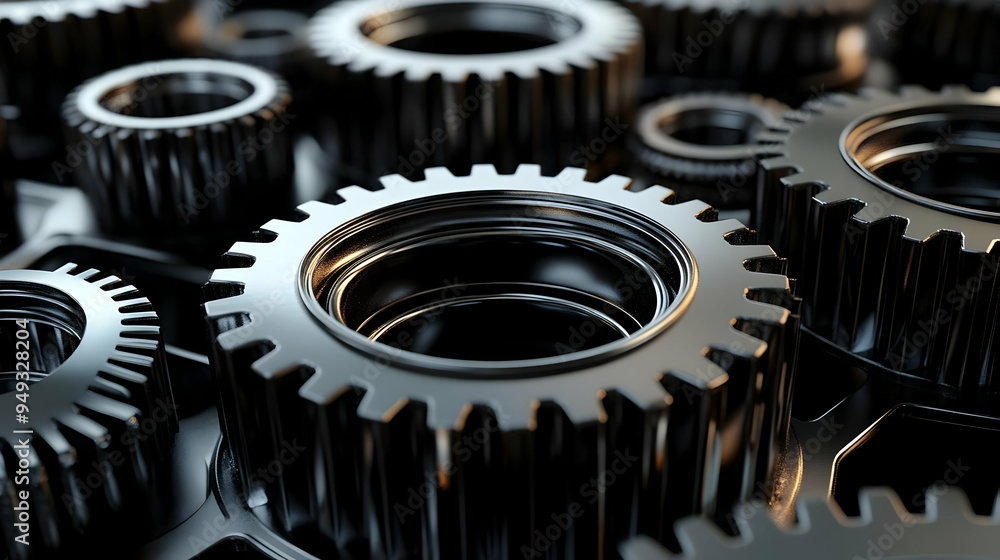 Interlocking Metal Gears Close Up - Mechanical Engineering, Industrial ...