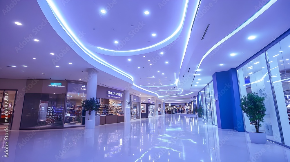 Photograph showcasing an IoT enabled smart shopping mall with advanced ...