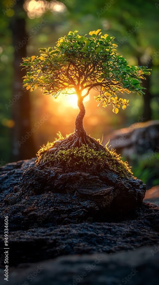 Conceptual illustration of financial growth with a seed growing into a ...