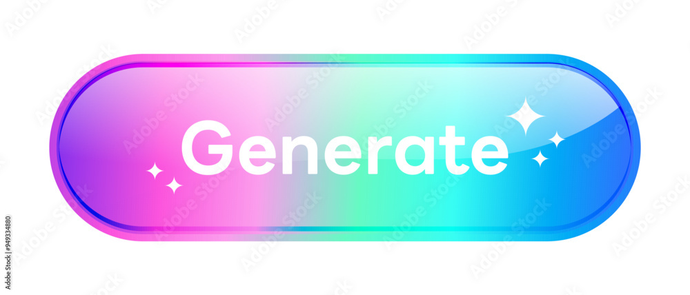 Generate AI button, Artificial Intelligence colorful Gradient badge ...
