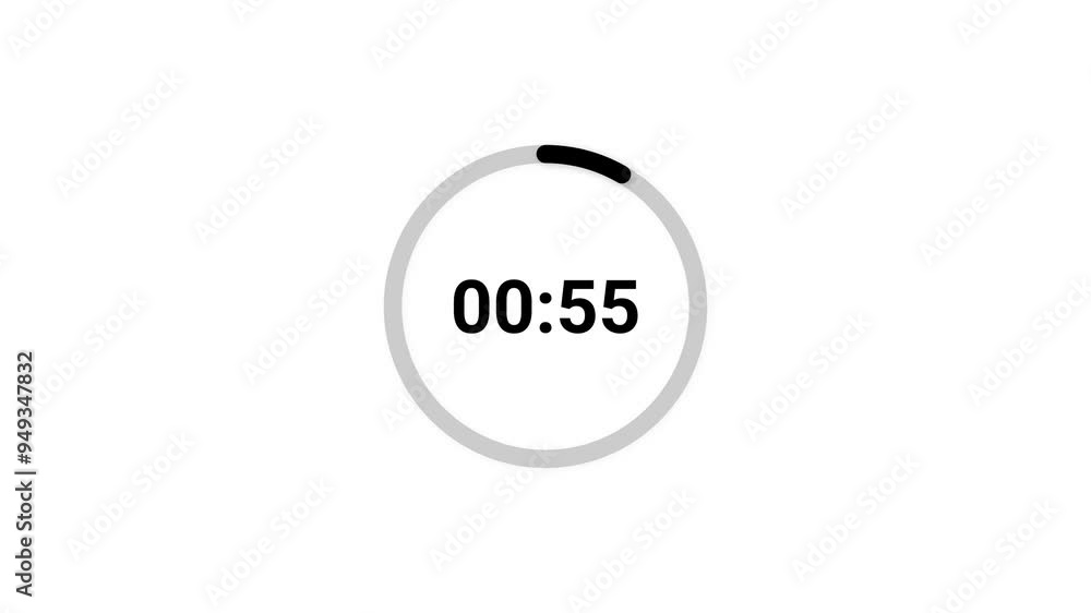 Circle countdown timer one minute animation from 60 to 0 countdown ...