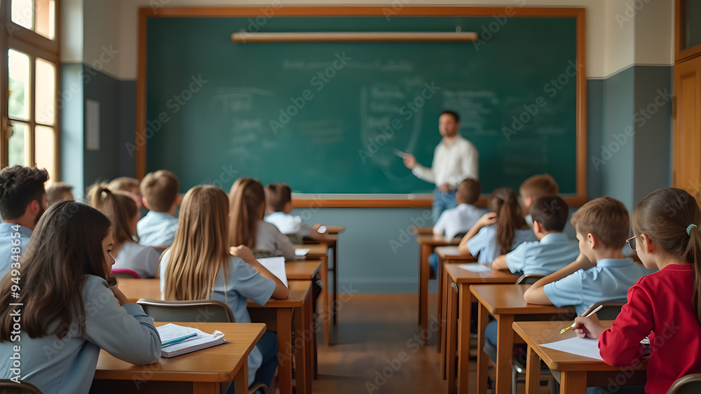 Welcome back to school poster or background design with class room view ...