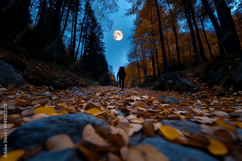 Foto de Hunting Forest under a full moon, captured in a photo where the ...
