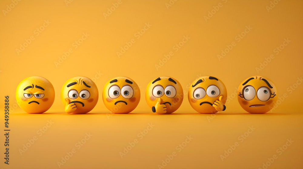 Deep Contemplation: A Series of Thinking Face Emojis Reflecting ...