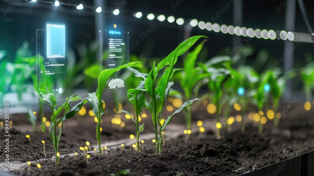 Precision agriculture 4.0 setup with corn seedlings and IoT sensors ...
