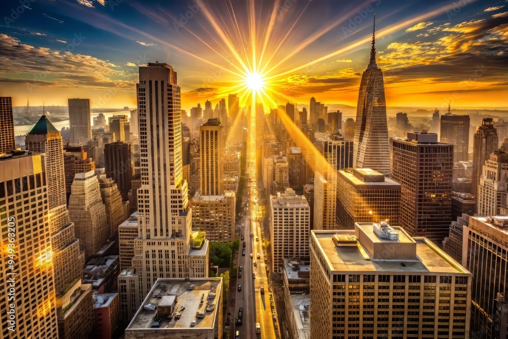 Sunbeams slice through the urban canyon, casting long shadows, as the heat dome's grip ...