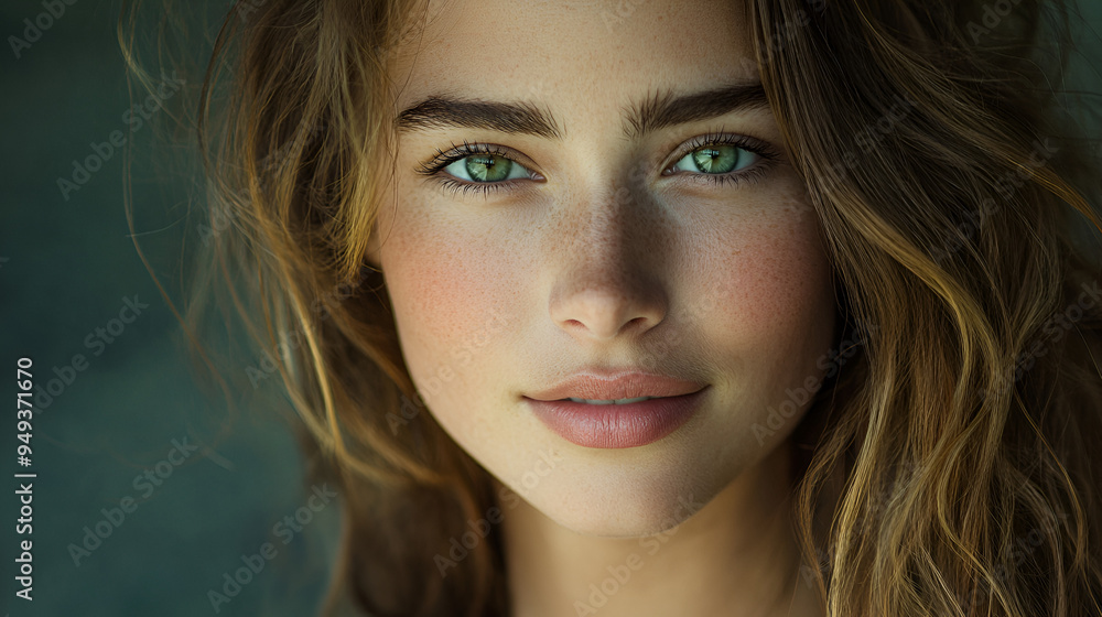 rostro de una mujer rubia con ojos verdes posando para la camara con ...