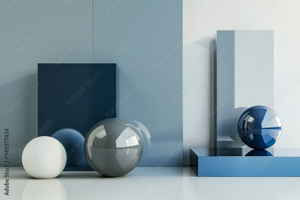 Geometric shapes in slate blue, steel blue, and powder blue colors ...