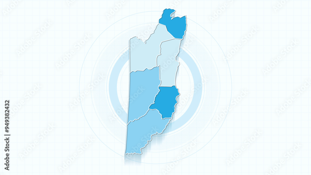 Blue Map of Belize, Belize map with borders of the states, country high ...