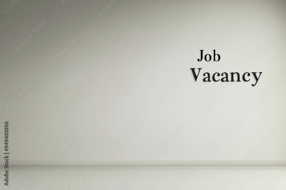 Job Vacancy text in clear, minimalist font, set against a simple, clean ...