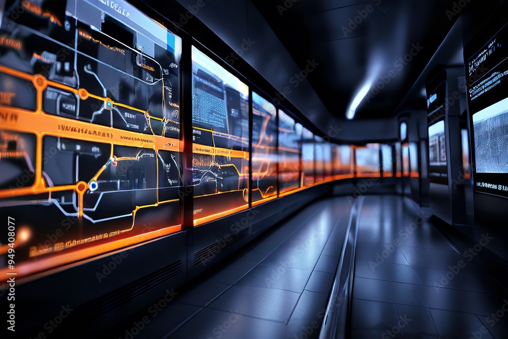 interactive tram map close up of a digital route map inside the Stock ...