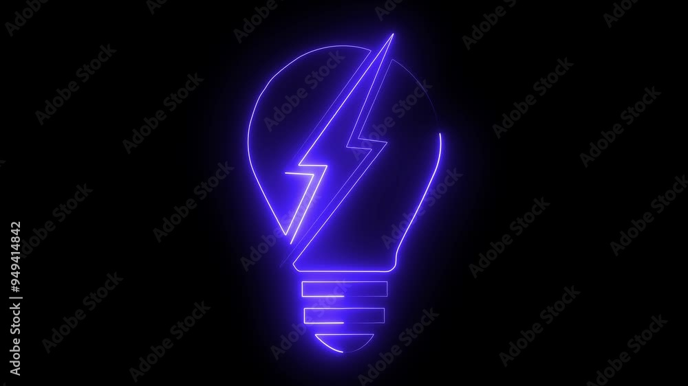 Electric neon double yellow and blue color bulb icon and black ...