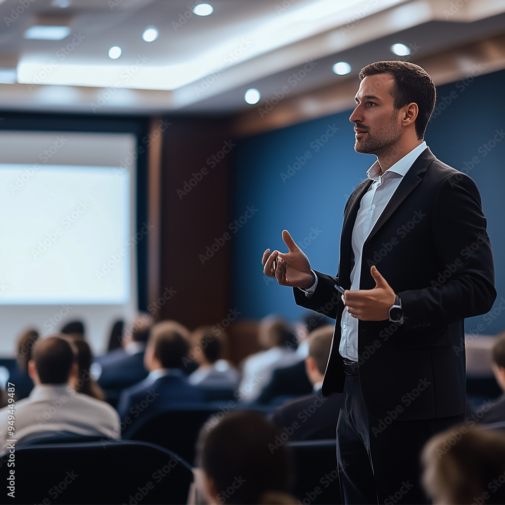 The image you upload depicts a meeting or presentation situation in an ...
