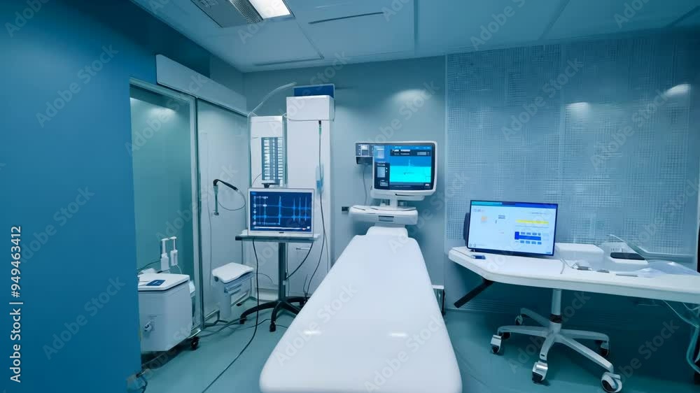 Modern medical examination room with advanced diagnostic equipment and ...