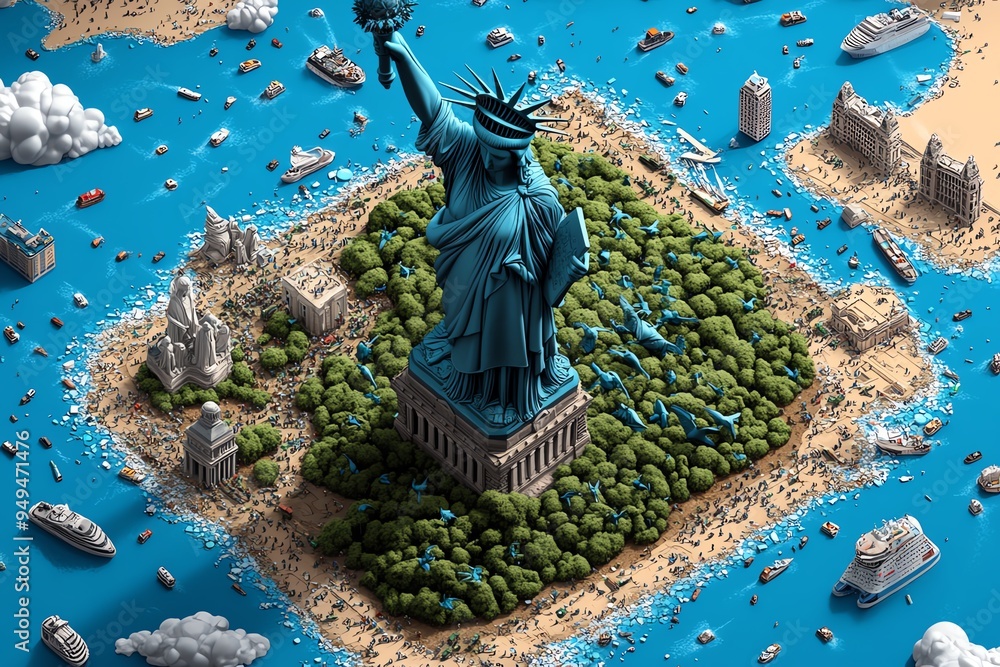 World Cleanup Day in a global city, depicted in an artwork where ...