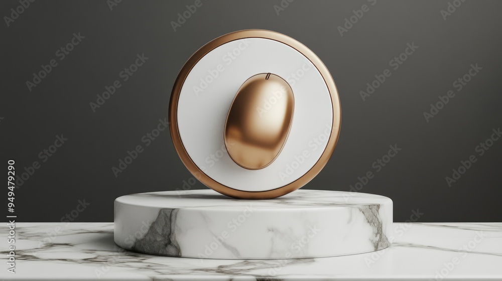 Bronze Mouse Pointer symbol displayed on a white marble podium Icon for ...