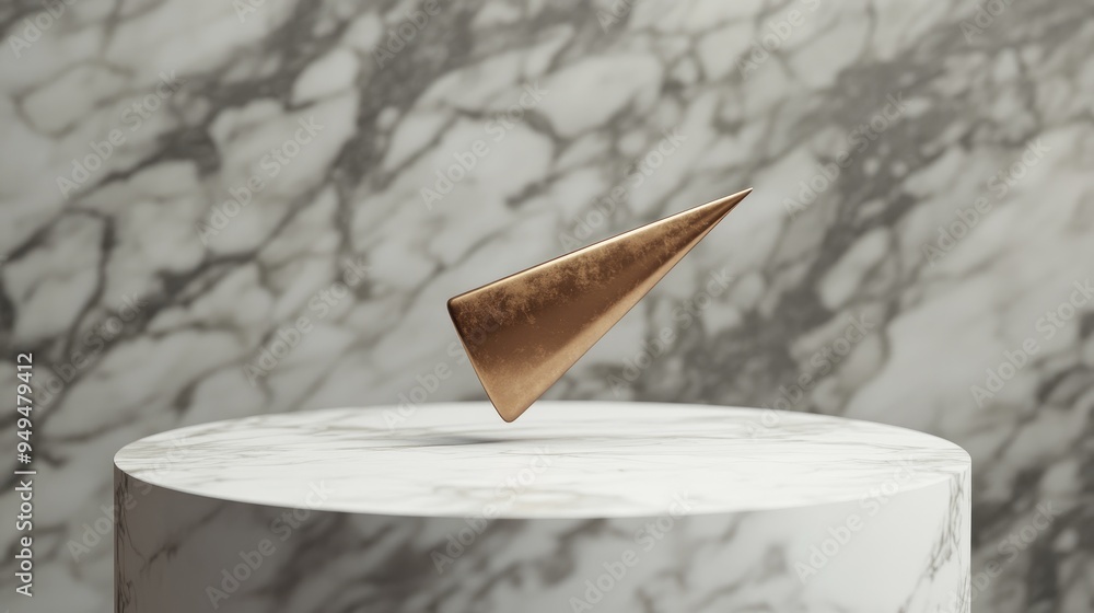 Bronze Mouse Pointer symbol displayed on a white marble podium Icon for ...