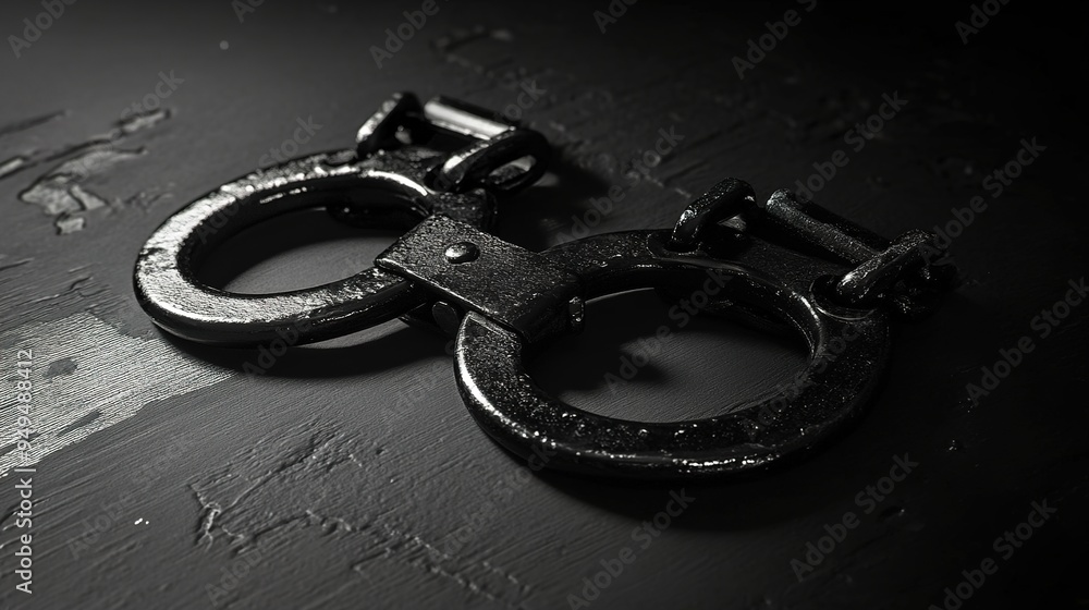 Close-Up of Handcuffs, Highlighting Their Metallic Finish and ...