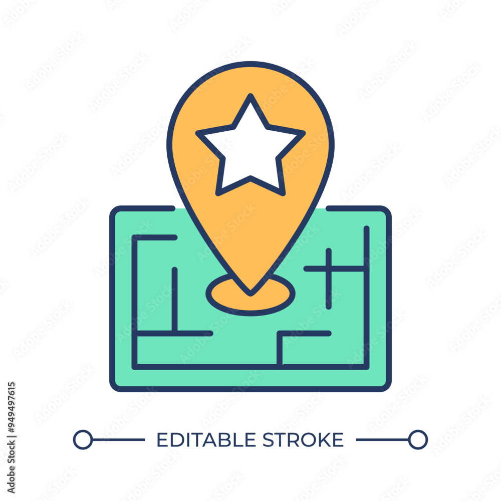 Landmark location RGB color icon. Premium real estate. Popular urban ...