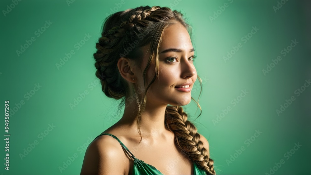 Mesmerizing Native American model flaunts emerald satin cami long ...