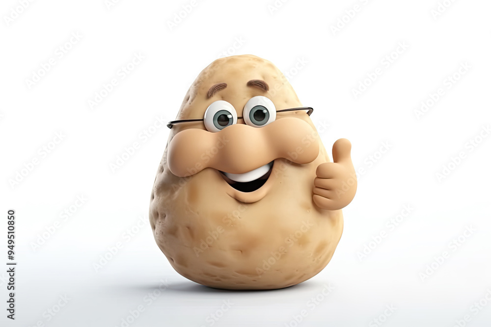 Smiling Potato 3D Character Giving Thumbs Up Gesture Playful and ...