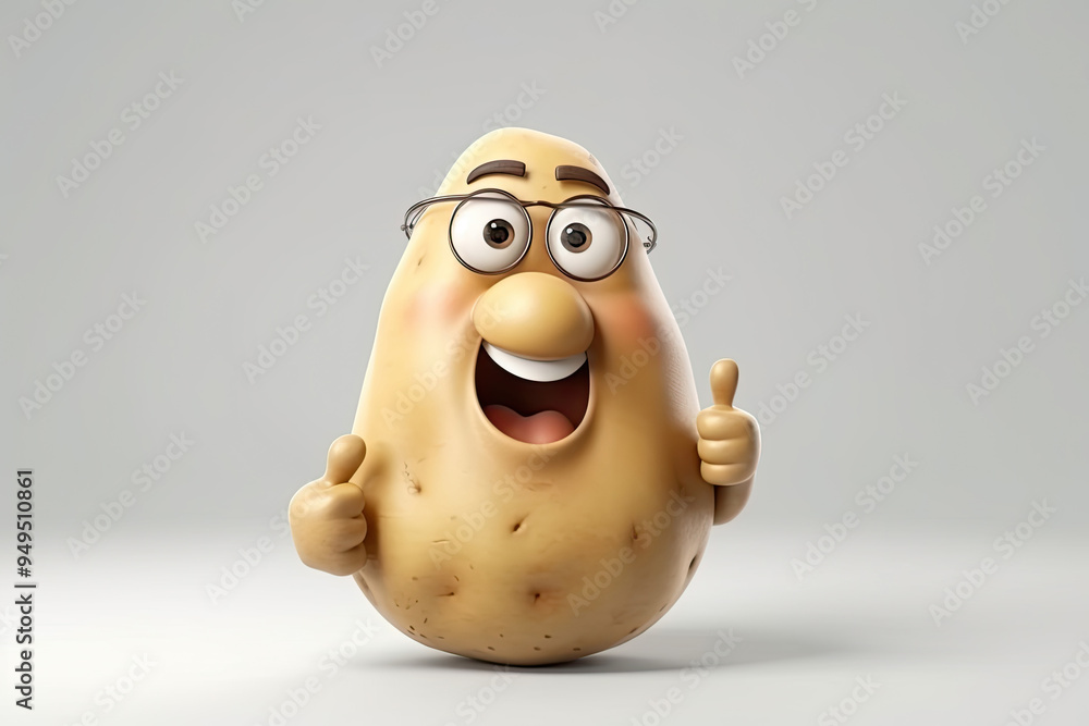 Smiling Potato 3D Character Giving Thumbs Up Gesture Playful and ...