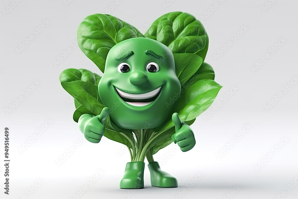 Smiling Spinach 3D Character Giving Thumbs Up Gesture Playful and ...